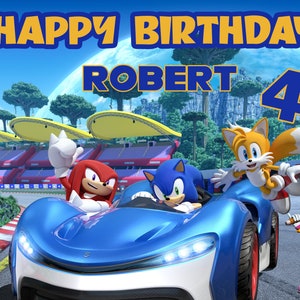 Sonic Birthday Banner, Sonic Birthday Backdrop ,sonic Wall Banner,sonic ...