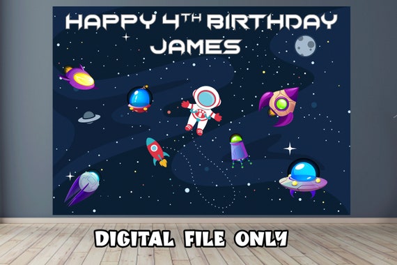 Digital File Space Birthday Bannerspace Birthday Backdrop - Etsy