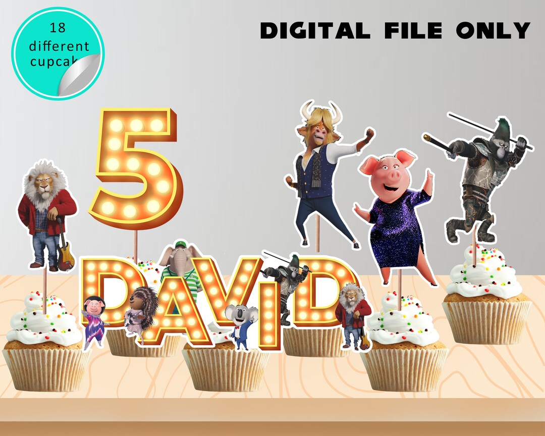 Sing 2 Cupcake Toppers: Sing Theme Party Decorations (digital File Only ...