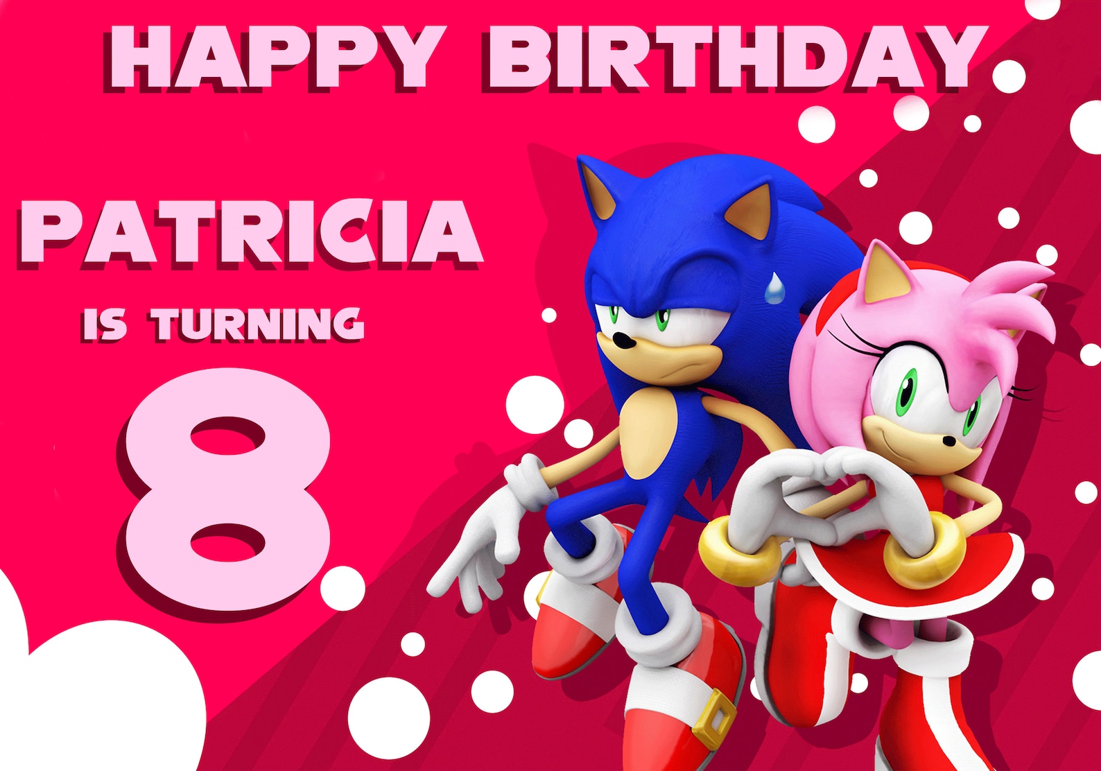 Sonic and Amy Rose Birthday Banner Amy Rose Birthday Backdrop - Etsy