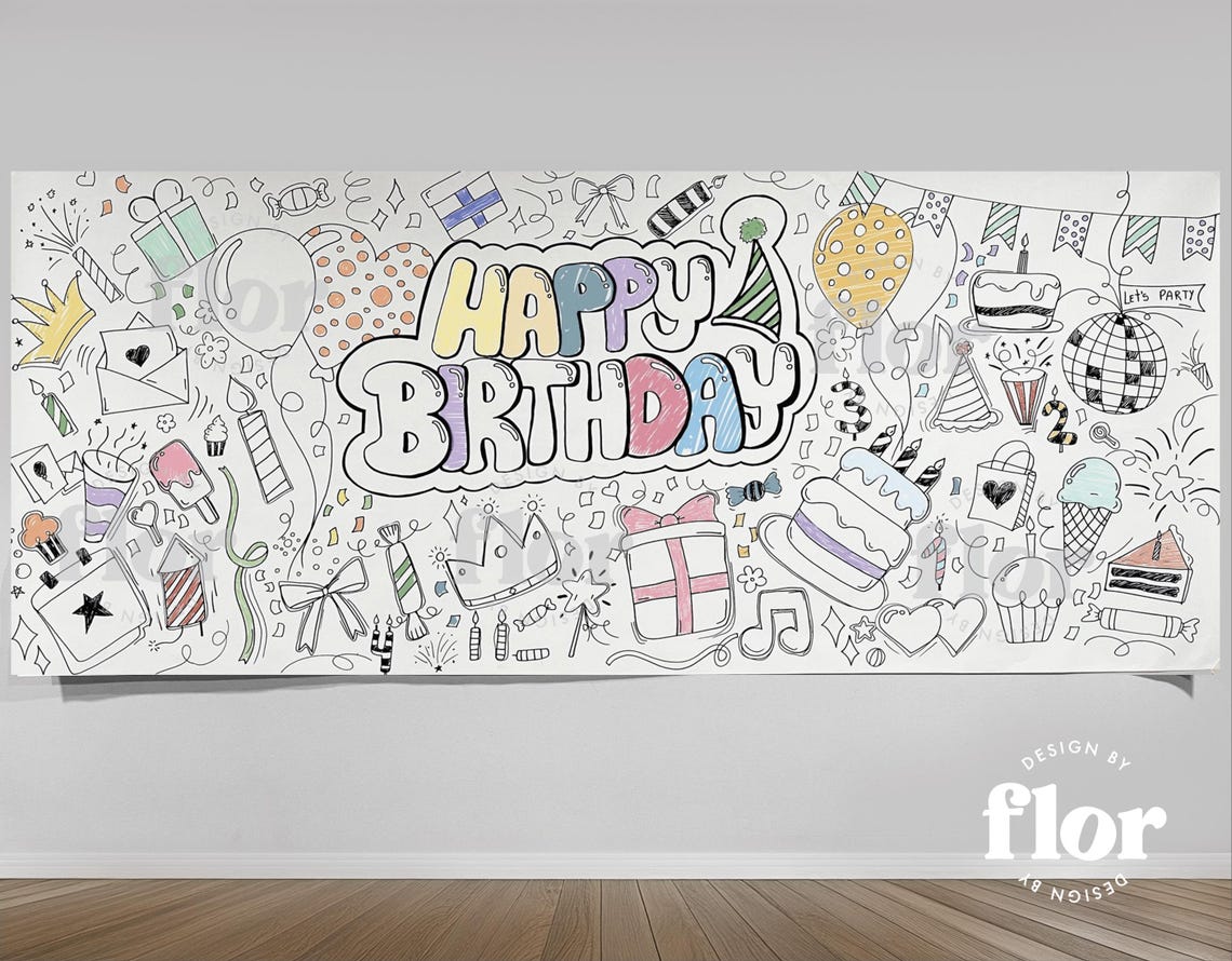 Giant Coloring Sheet Banner Back to School Coloring Banner Birthday ...