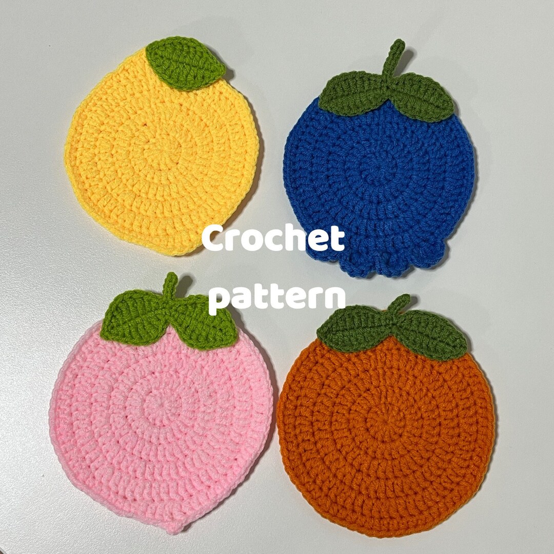 Fruit Coaster Crochet Pattern: Blueberry, Lemon, Orange, Peach (PDF ...