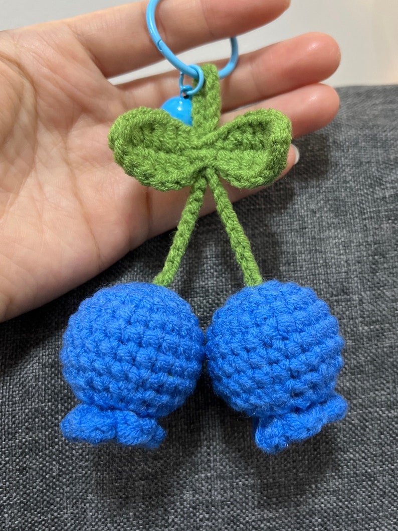 Handmade Crochet Blueberry Bag Charm, Cute Fruit Keychain - Etsy