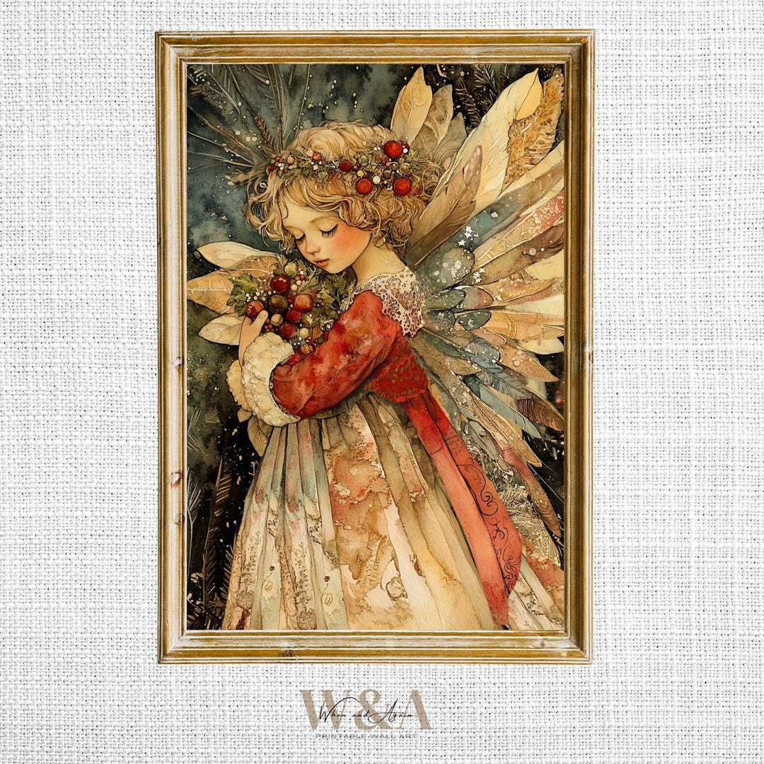 Christmas Angel Watercolor Painting: Printable Holiday Home Decor ...