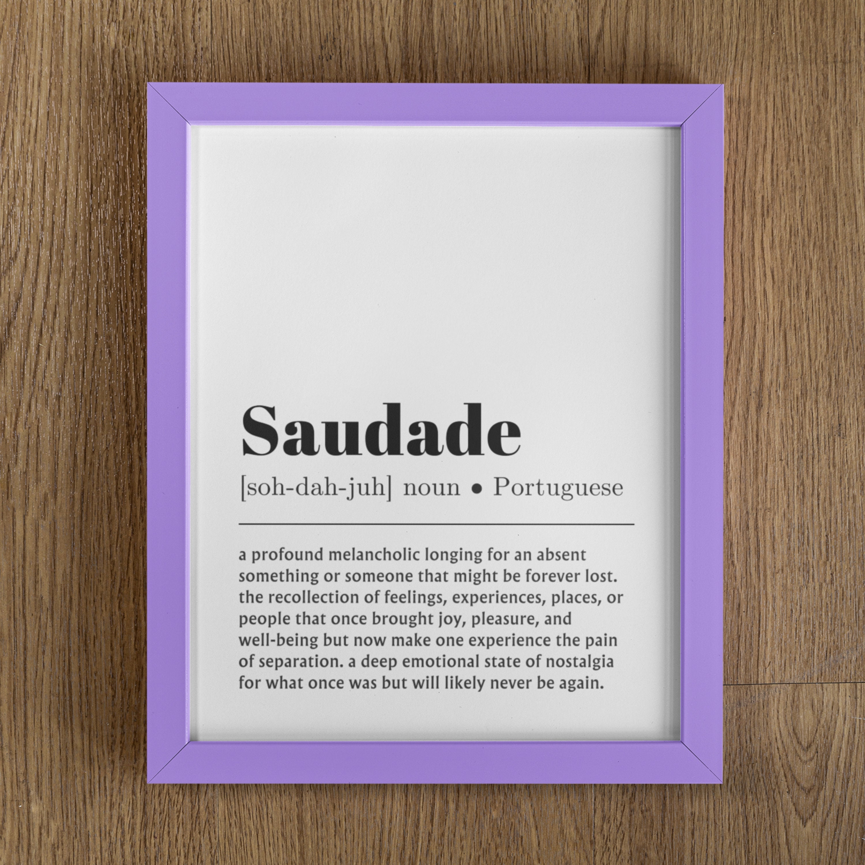 Saudade Definition, Portuguese Word Art, Portuguese Language Print ...