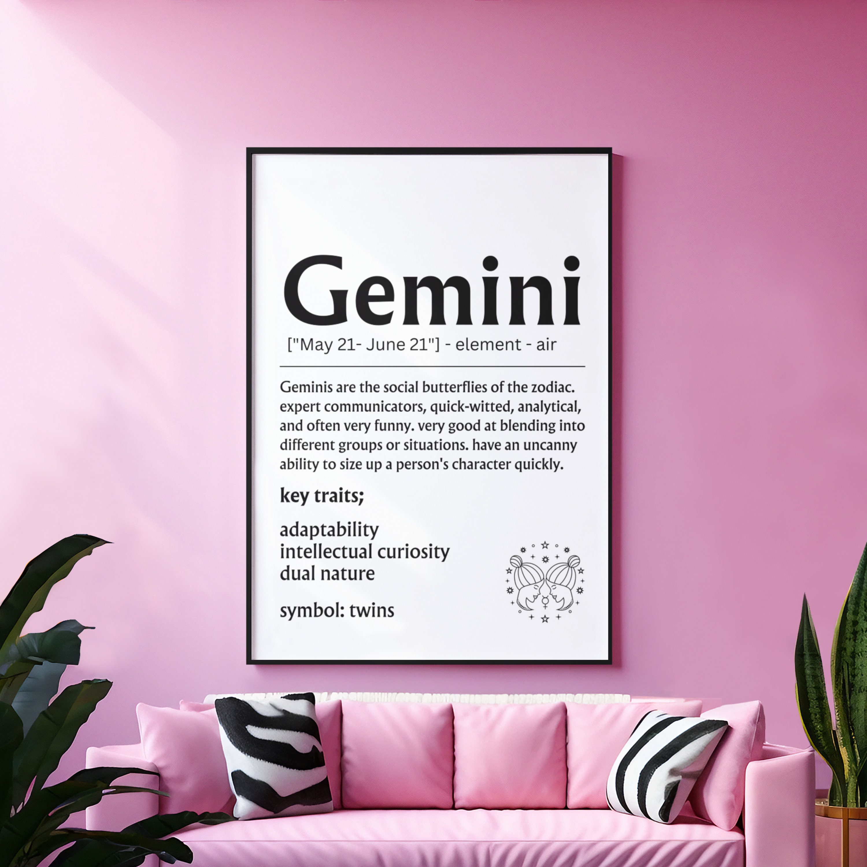 Gemini Definition Print, Gemini Gifts, Gemini Print, Gemini Decor ...