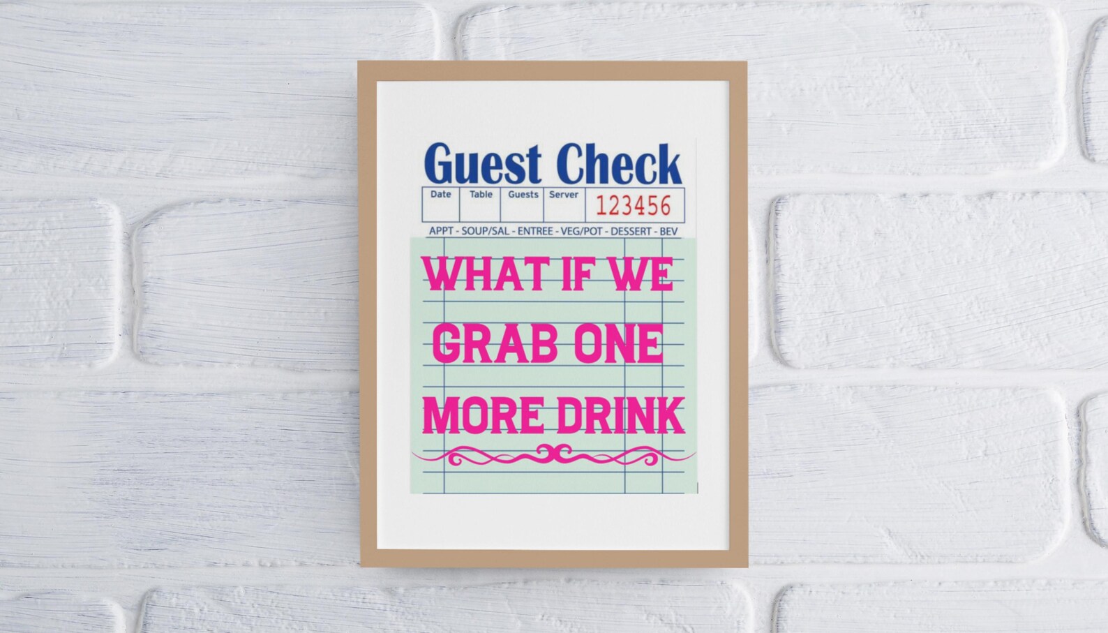 Set of 3 Digital Download One More Drink Guest Check Poster Print - Etsy