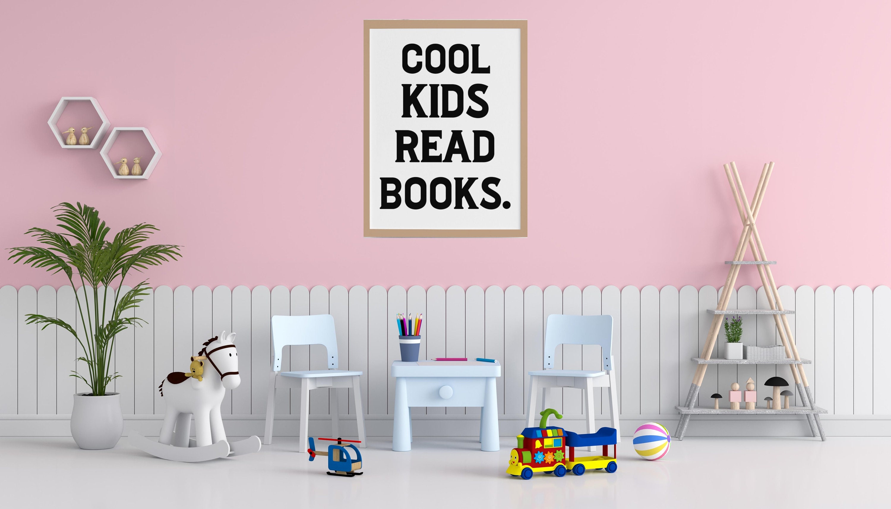 Set of 3 Cool Kids Read Books Print Kids Reading Nook - Etsy