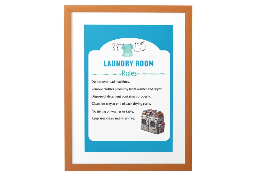 Laundry Room Rules Art Print: Washer Dryer Instructions (digital ...