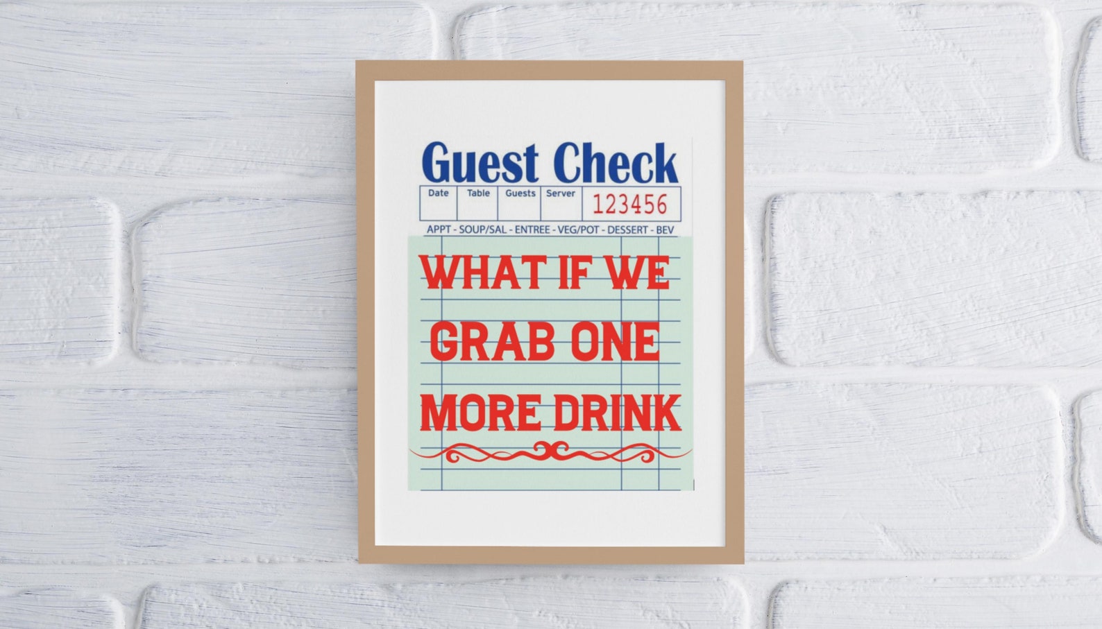 Set of 3 Digital Download One More Drink Guest Check Poster Print - Etsy