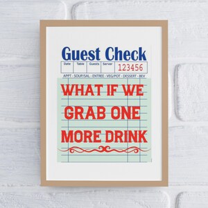 Set of 3 Digital Download One More Drink Guest Check Poster Print - Etsy