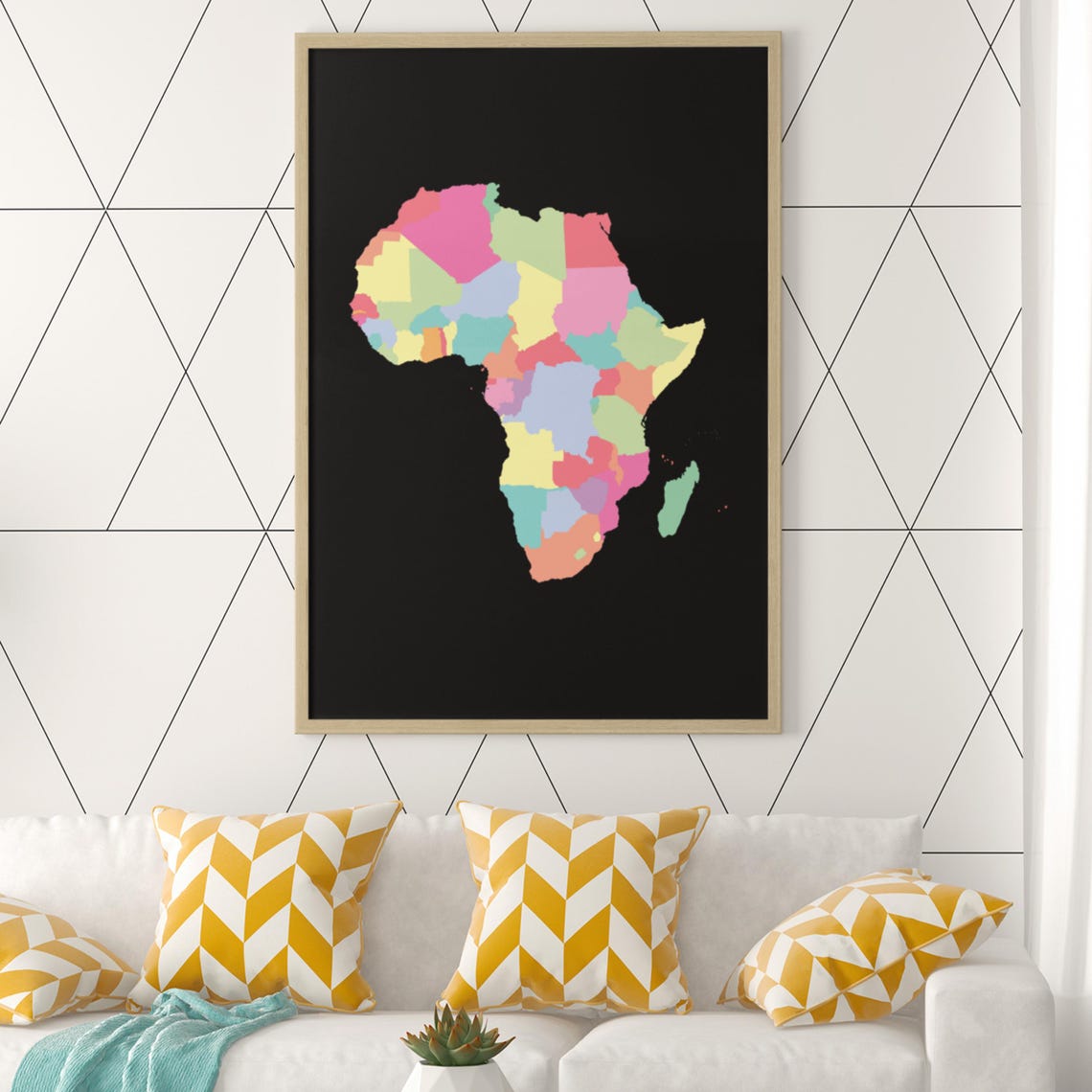 Colorful Africa Map Educational Artwork Printable, Homeschool Learning ...
