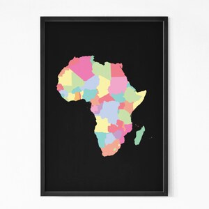 Colorful Africa Map Educational Artwork Printable, Homeschool Learning ...