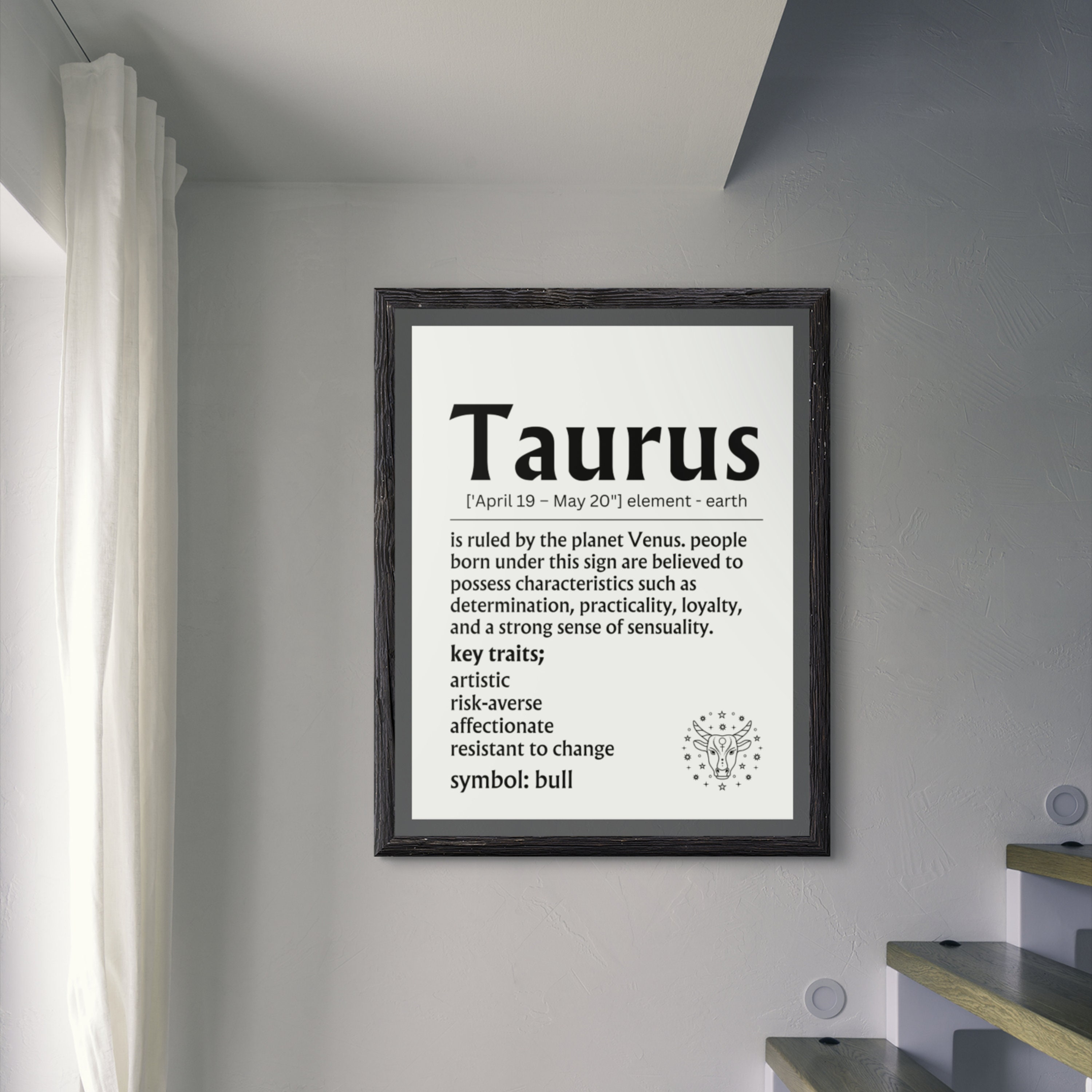 Taurus Definition Print, Taurus Gifts, Taurus Art Print, Taurus Decor ...