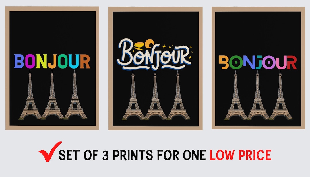 Bonjour Art Print, French Greeting Printable Wall Art - Etsy