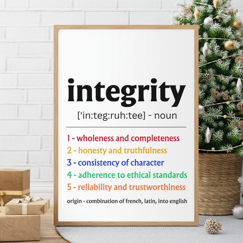 Integrity Definition Print, Integrity Quote, Office Wall Art, Classroom ...