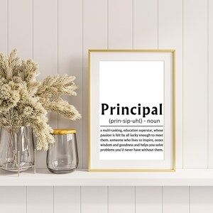 Principal Definition Print, School Principal Office Wall Art, Gift for ...