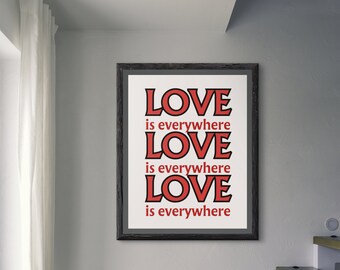 Love Everywhere DIGITAL Print Pastel Aesthetic Valentines Day Poster ...