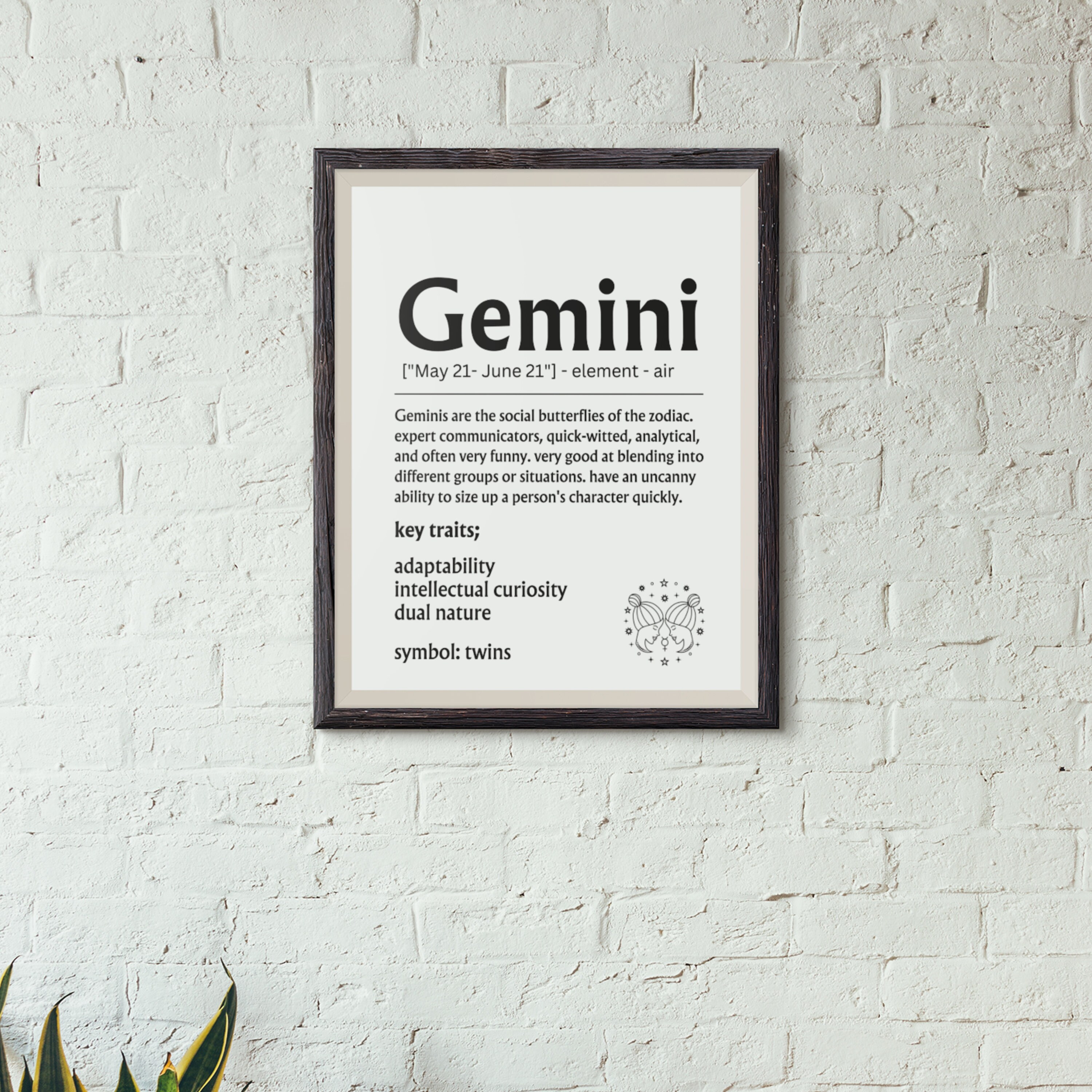 Gemini Definition Print, Gemini Gifts, Gemini Print, Gemini Decor ...