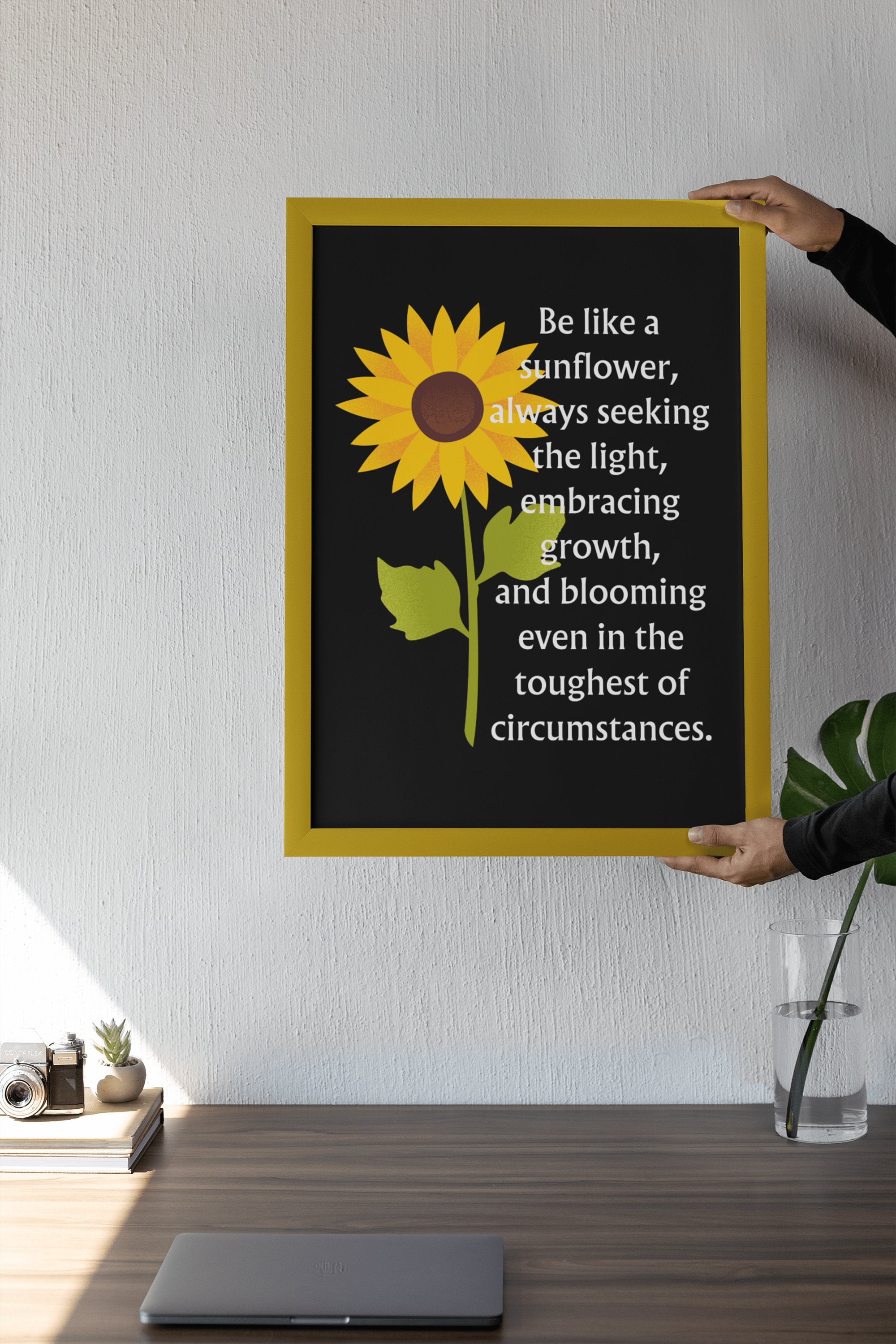 Be Like a Sunflower Inspirational Print Wall Art, Sunflower Positive ...