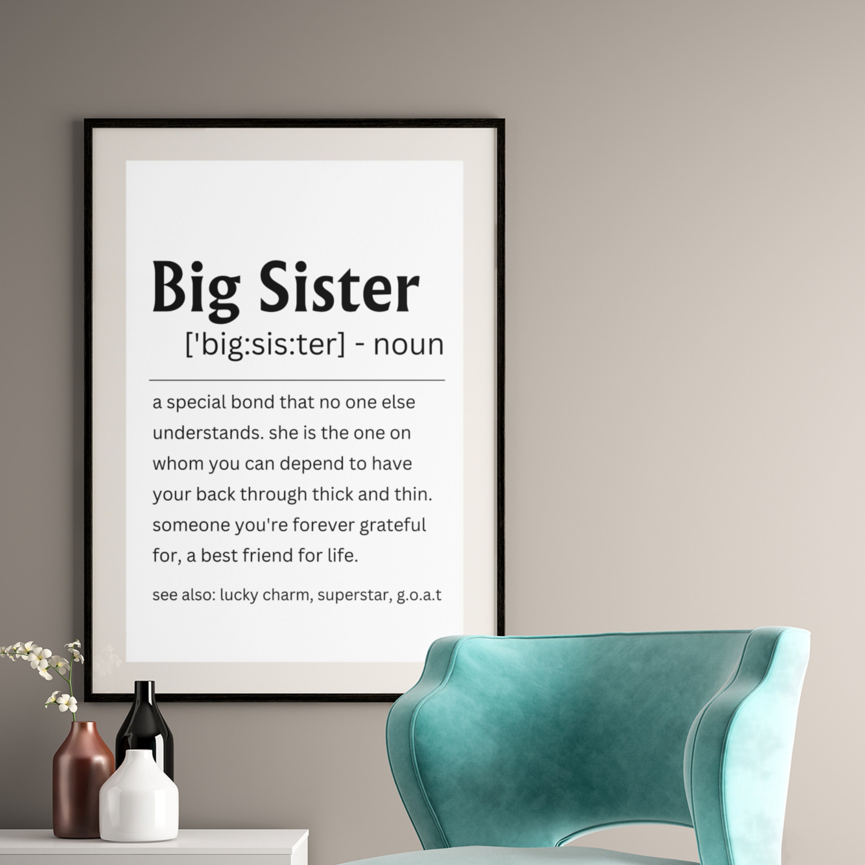 Big Sister Definition Print: Sister Birthday Gift (digital Download) - Etsy