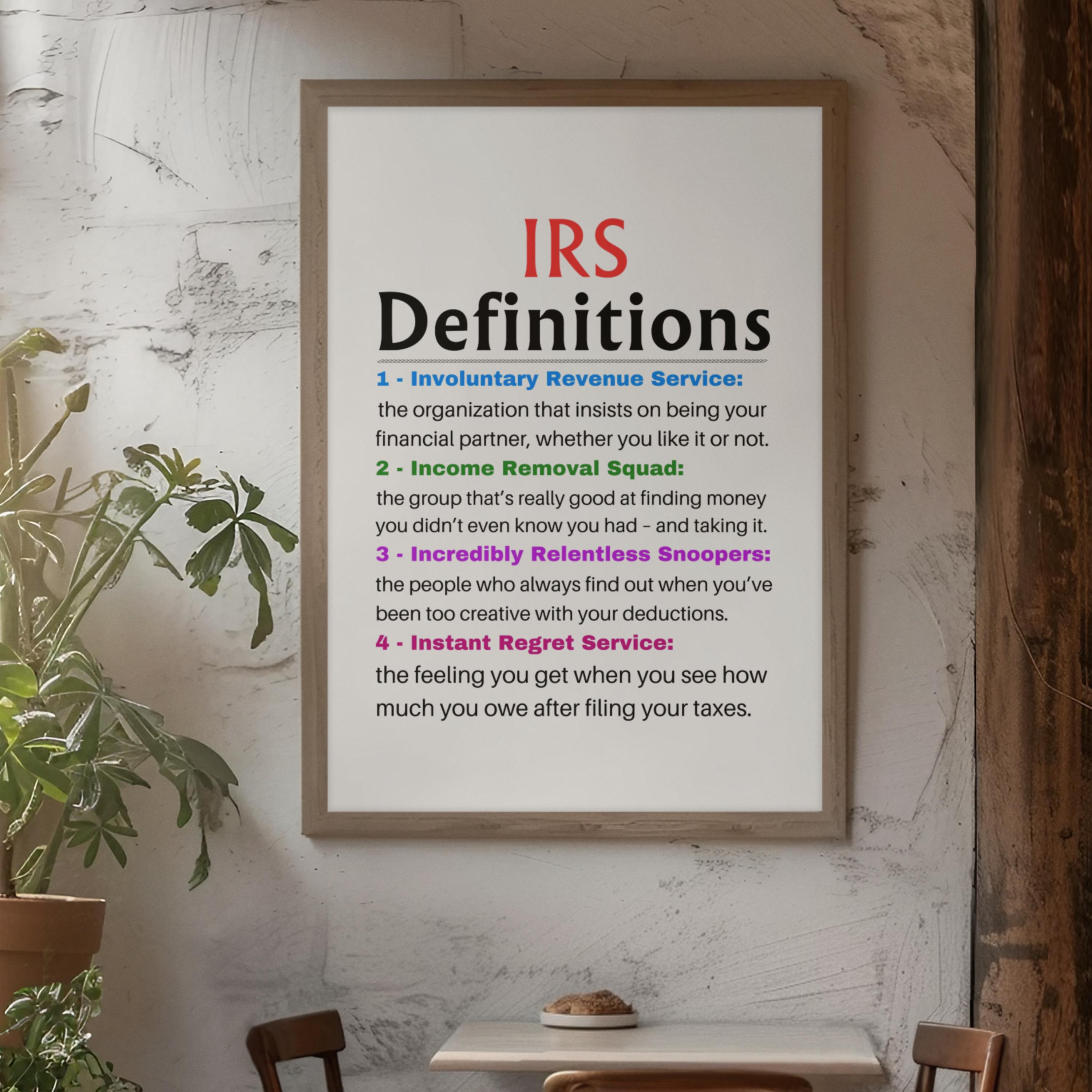 Funny IRS Definition Printable Artwork Digital Download, Affordable ...