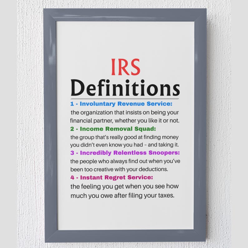 Funny IRS Definition Printable Artwork Digital Download, Affordable ...