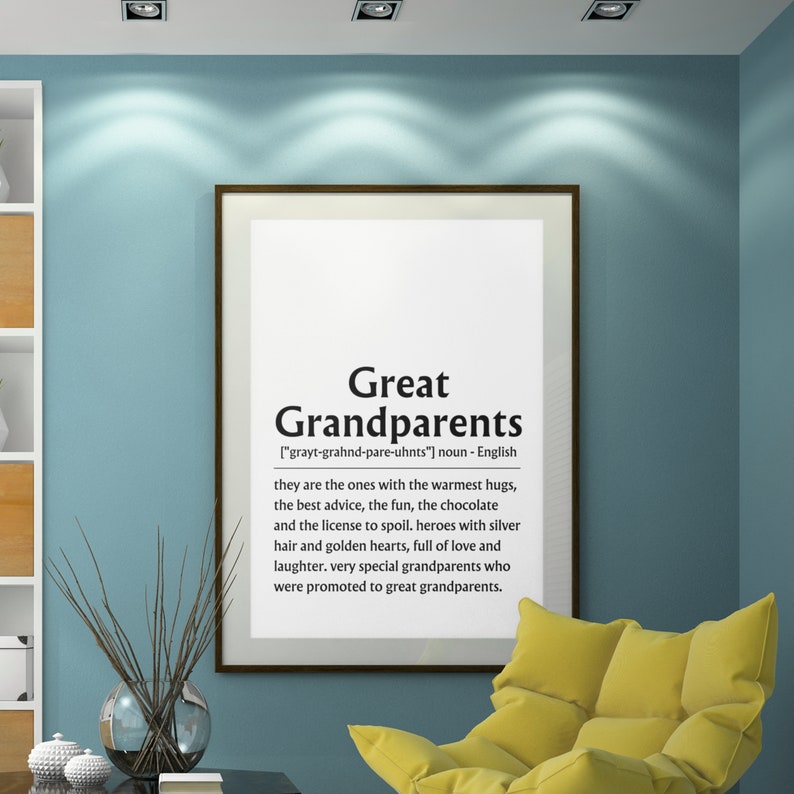 Grandparents Definition Art Print, Gift for Grandparents (digital ...