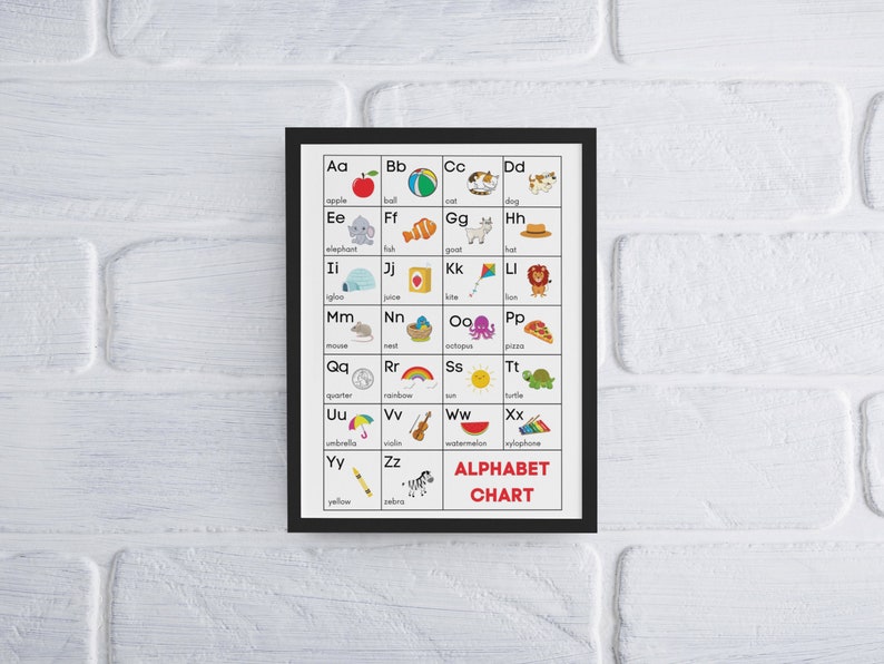 Set of 4 Alphabet Nursery Prints, ABC Printable Wall Art for Classroom ...