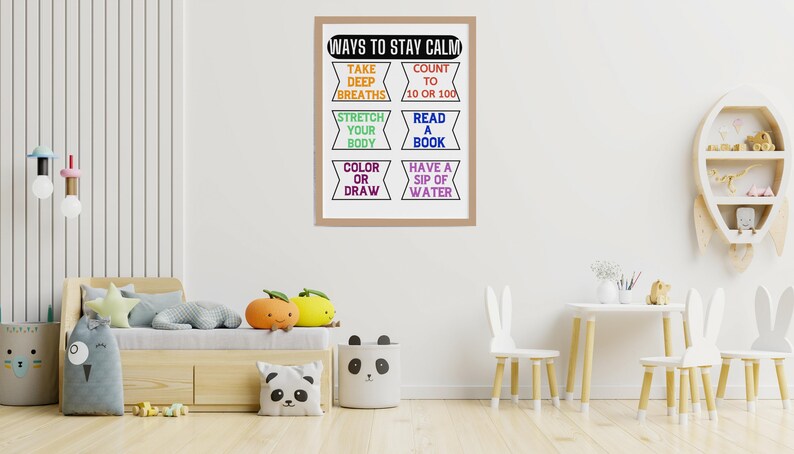 Ways to Stay Calm Print Boho Classroom Decor, Calming Corner Printable ...