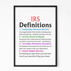 Funny IRS Definition Printable Artwork Digital Download, Affordable ...
