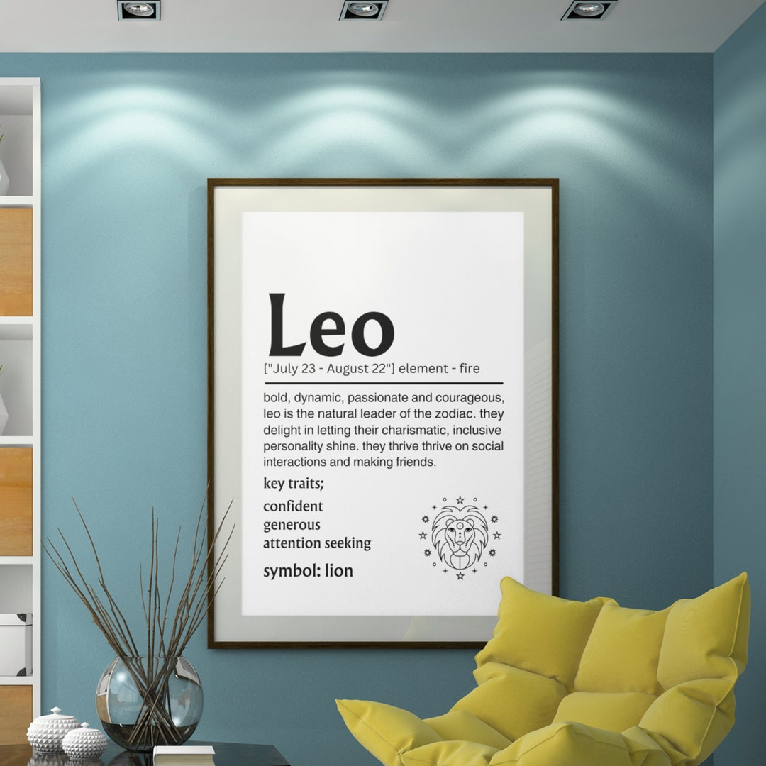 Leo Definition Print, Leo Gifts, Leo Print, Leo Decor, Zodiac Gifts ...
