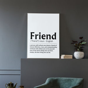 Friend Definition Print, Friendship Printable Quote, Friend Dictionary ...