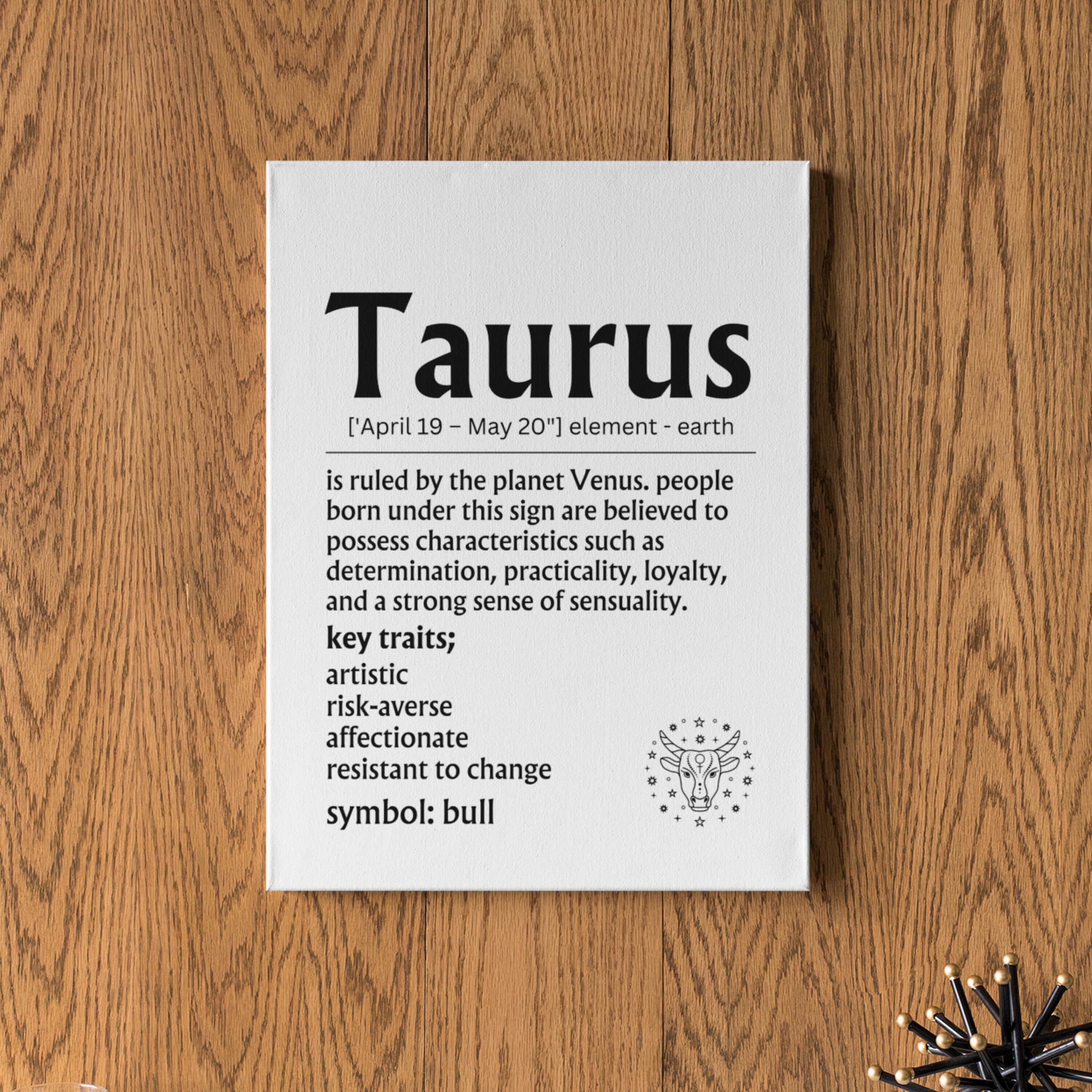 Taurus Definition Print, Taurus Gifts, Taurus Art Print, Taurus Decor ...