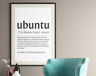 Ubuntu Definition Print, South Wall Art, Ubuntu Poster, Self Love Home ...