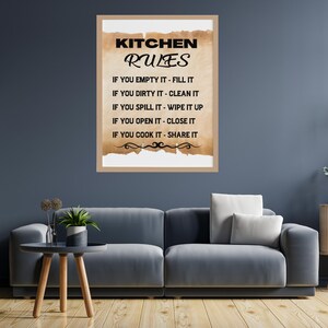 Set of 3 Kitchen Rules Printable Sign Digital Download, Kitchen Wall ...