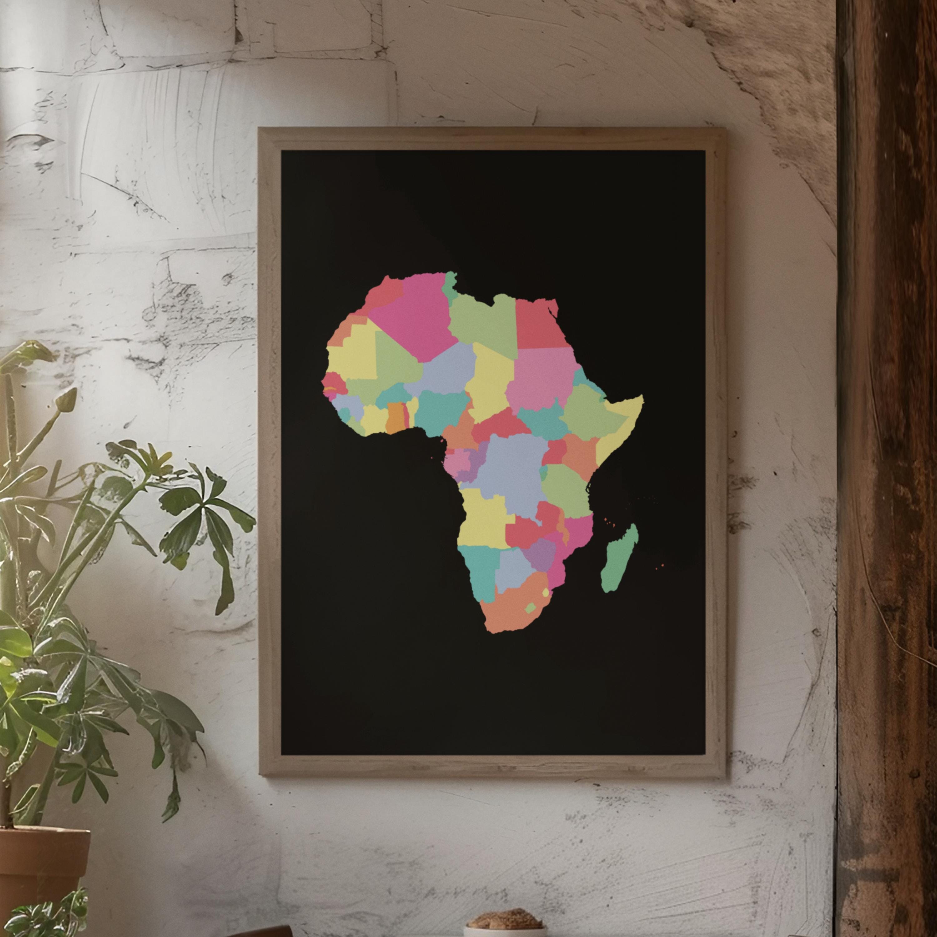 Colorful Africa Map Educational Artwork Printable, Homeschool Learning ...