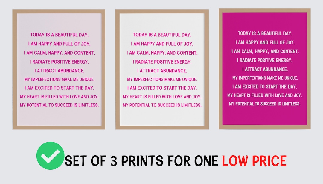 Pink Affirmation Prints Set: Trendy Dorm Decor (digital Download) - Etsy