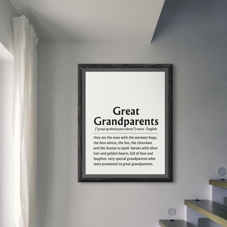 Great Grandparents Definition Print, Personalised Great Grandparent ...