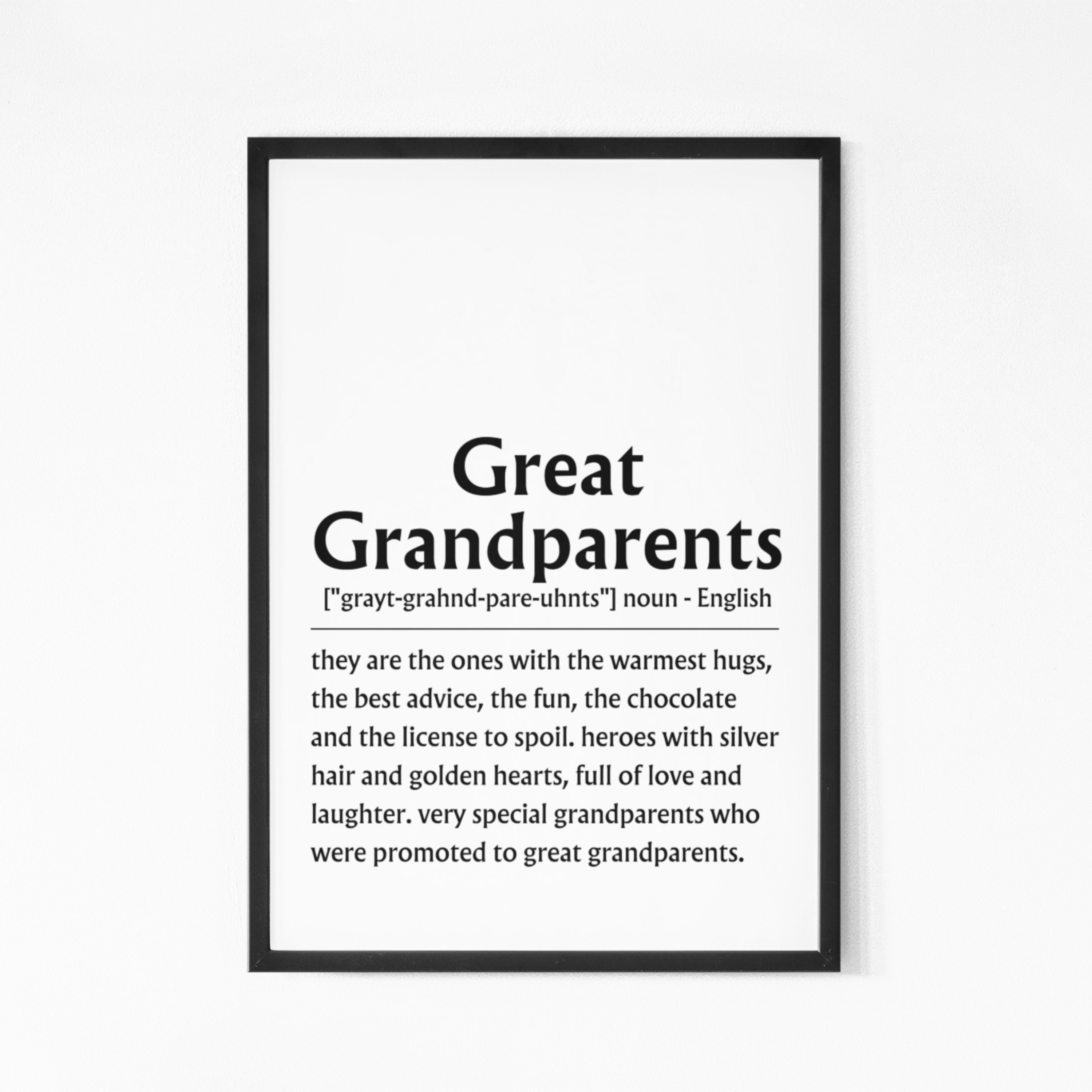 Great Grandparents Definition Print, Personalised Great Grandparent ...
