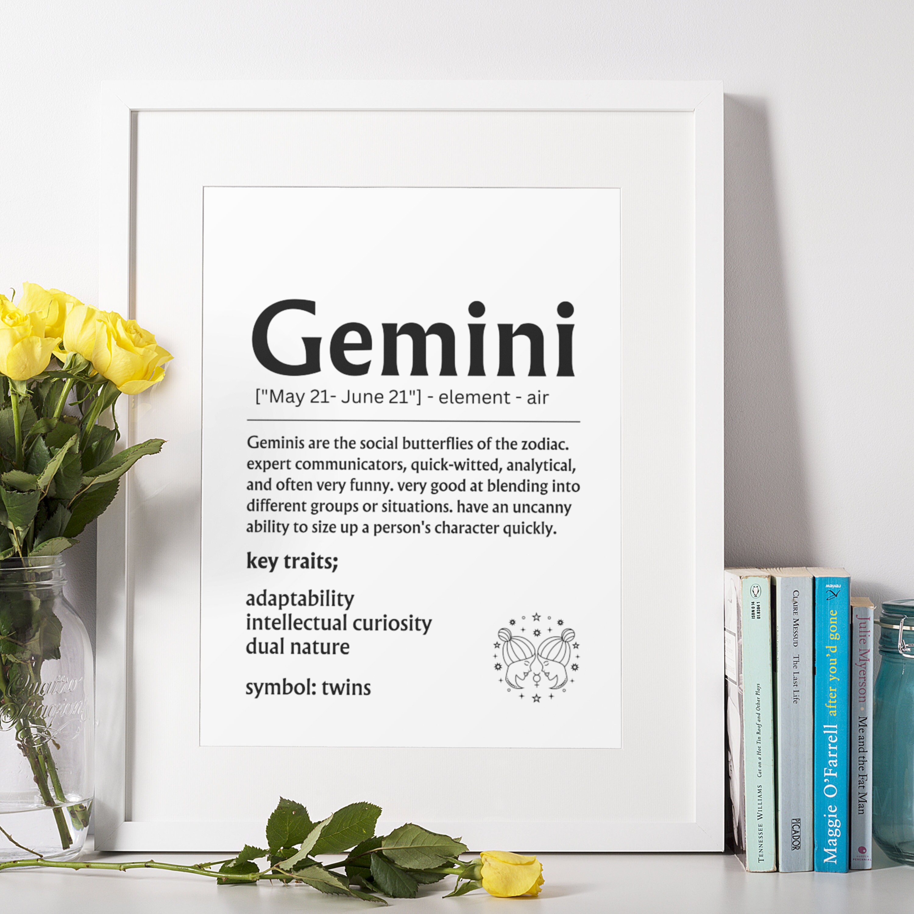 Gemini Definition Print, Gemini Gifts, Gemini Print, Gemini Decor ...