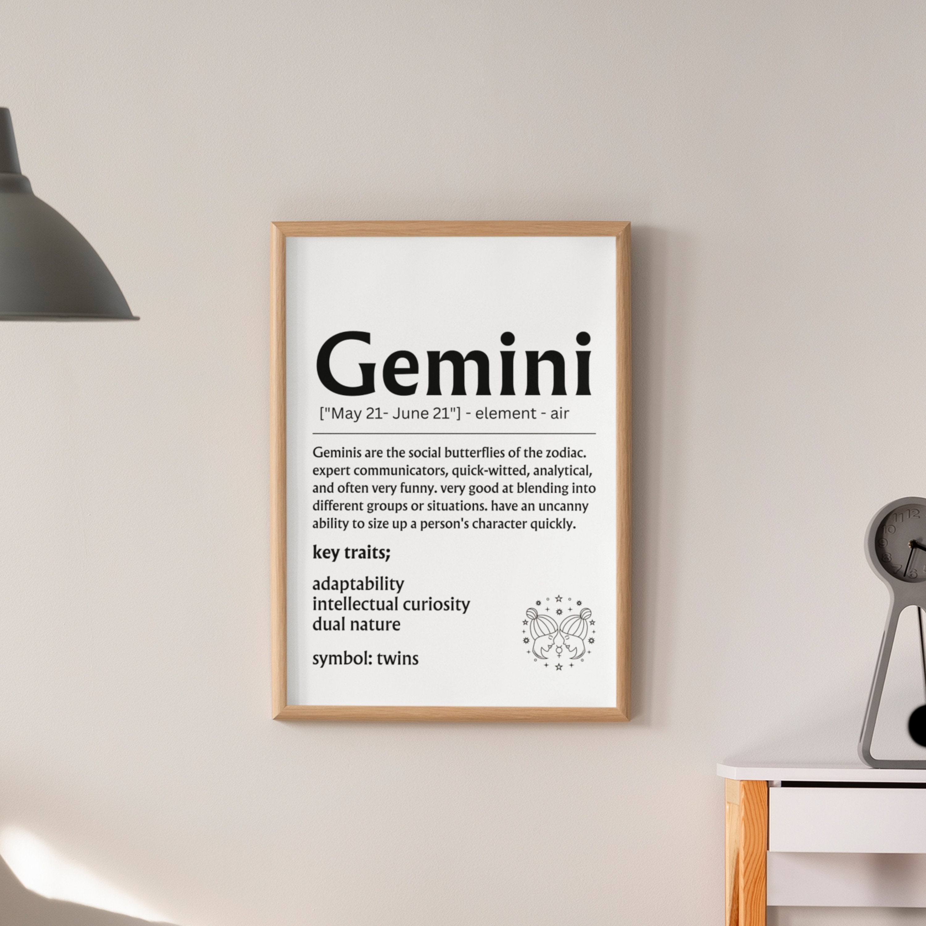 Gemini Definition Print, Gemini Gifts, Gemini Print, Gemini Decor ...