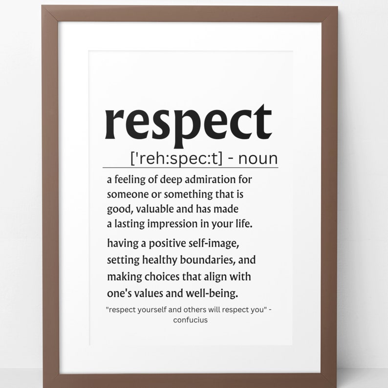Respect Definition Print, Respect Quote, Office Wall Art, Classroom ...