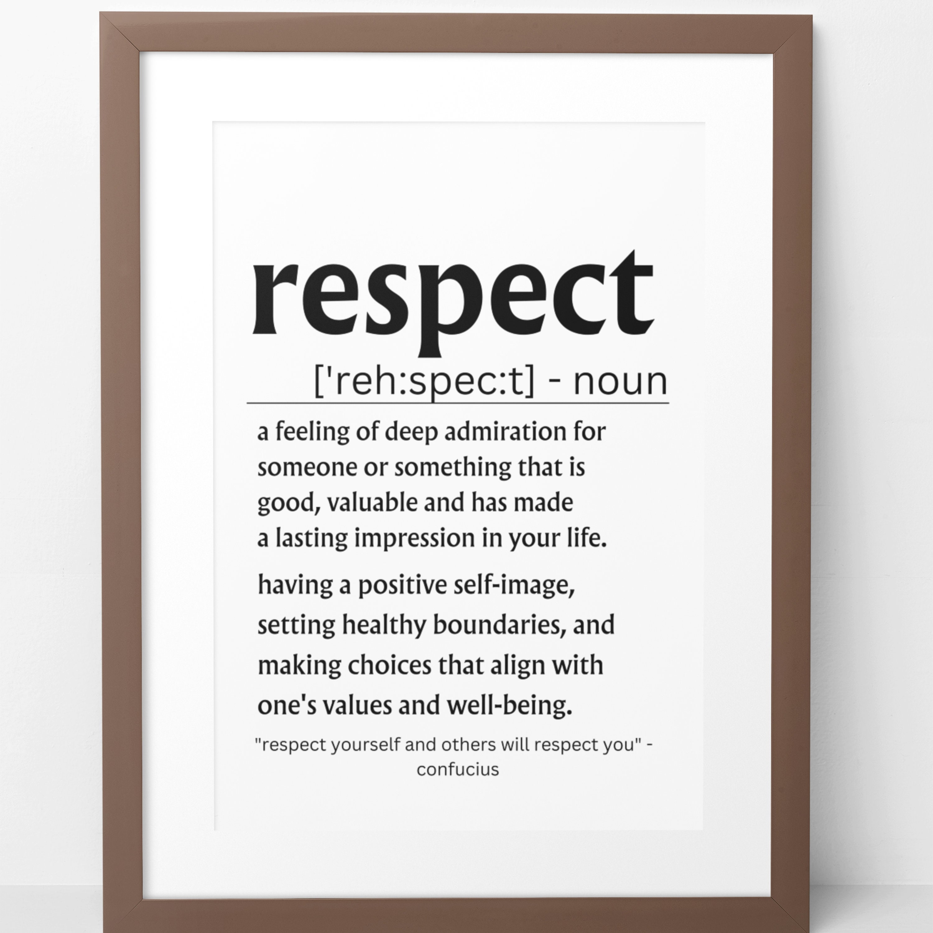 Respect Definition Print, Respect Quote, Office Wall Art, Classroom ...