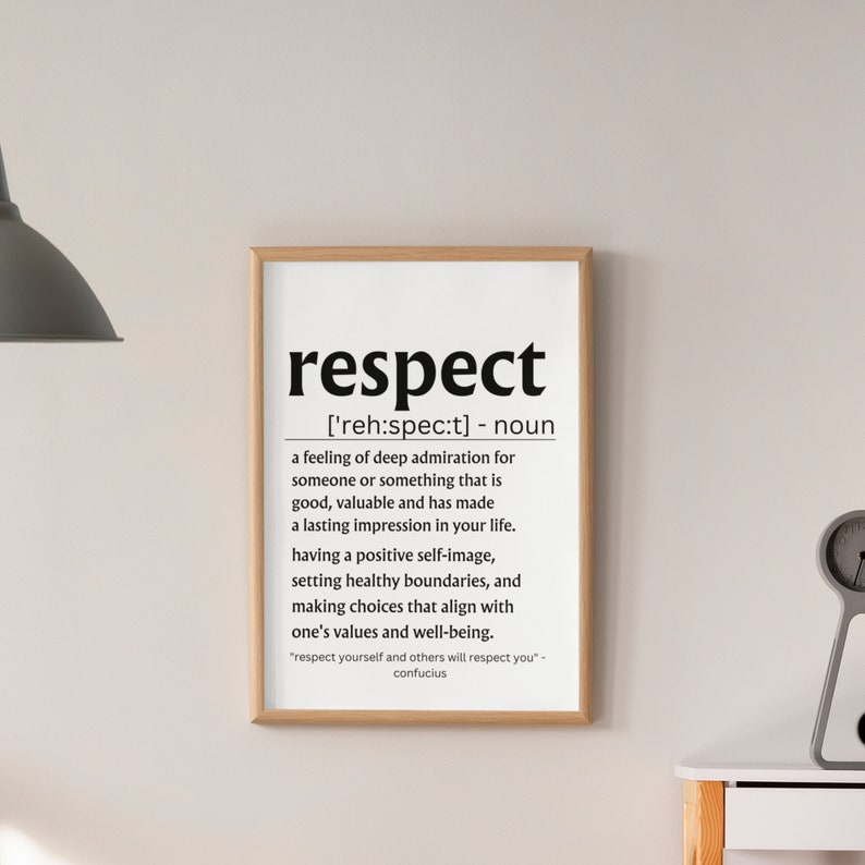 Respect Definition Print, Respect Quote, Office Wall Art, Classroom ...