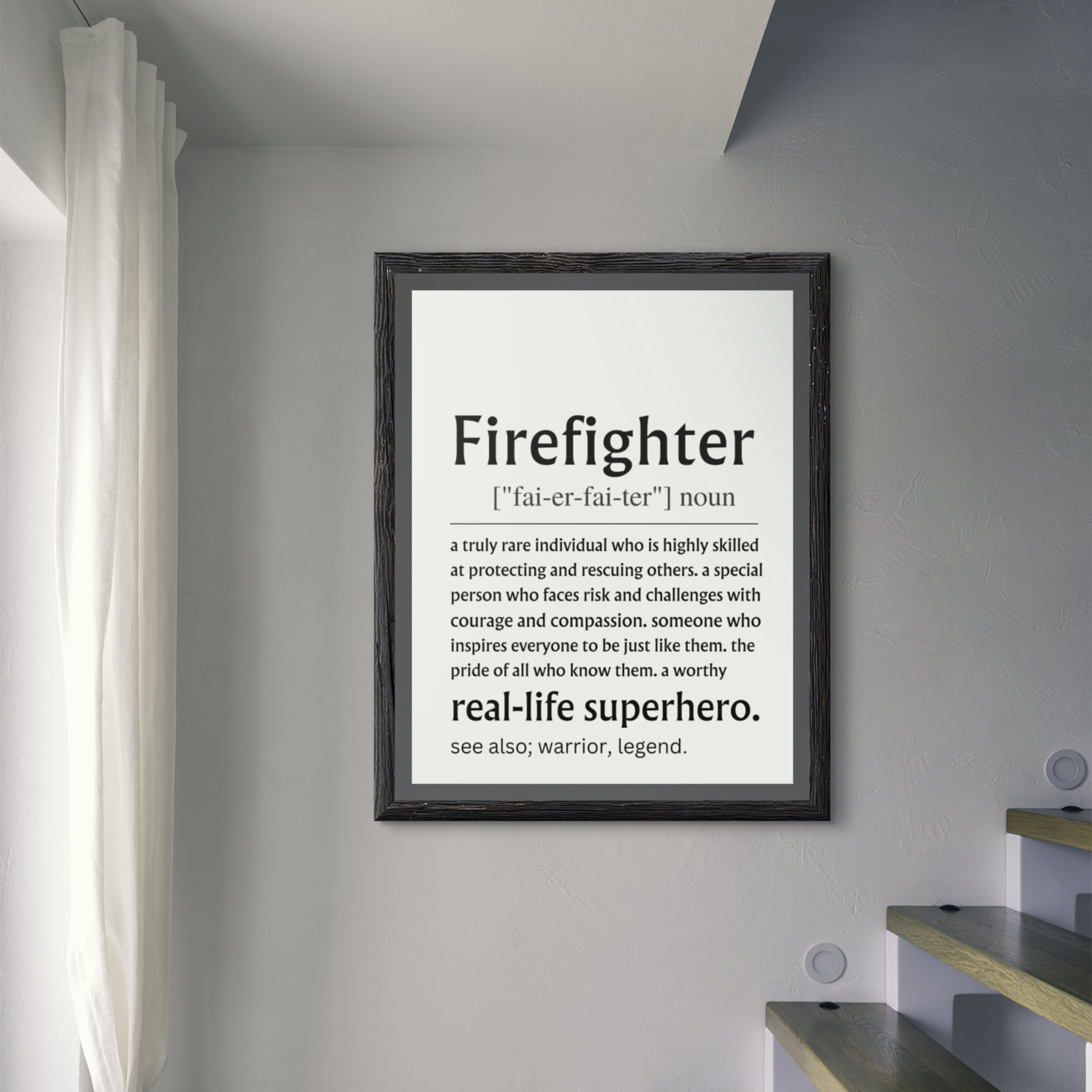 Firefighter Gift, Firefighter Definition Print, Fireman Gift ...