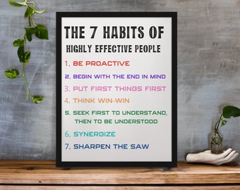7 Habits of Highly Effective People, Stephen R. Covey, Poster in Red ...