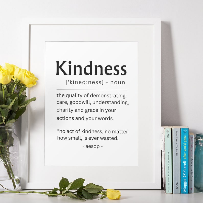 Kindness Definition Print, Kindness Quote, Office Wall Art, Classroom ...