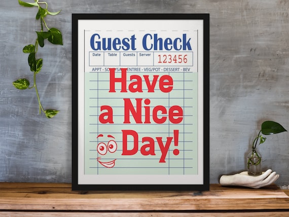 Set of 3 Have A Nice Day Guest Check Printable Digital - Etsy