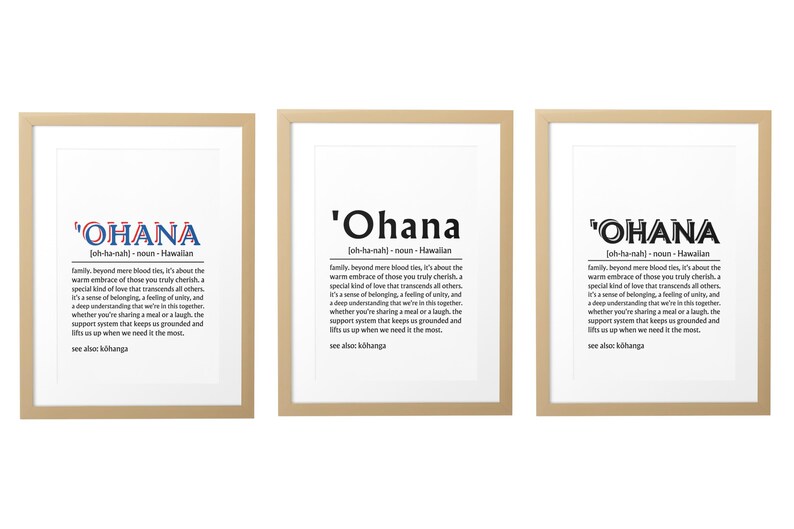 Ohana Definition Print Set: Hawaiian Family Art (digital Download) - Etsy